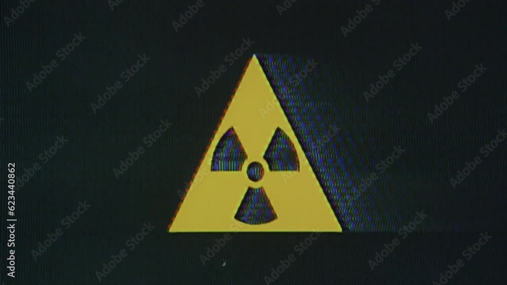 Nuclear warning sign, VHS glitch, radioactive energy glitched analog ...
