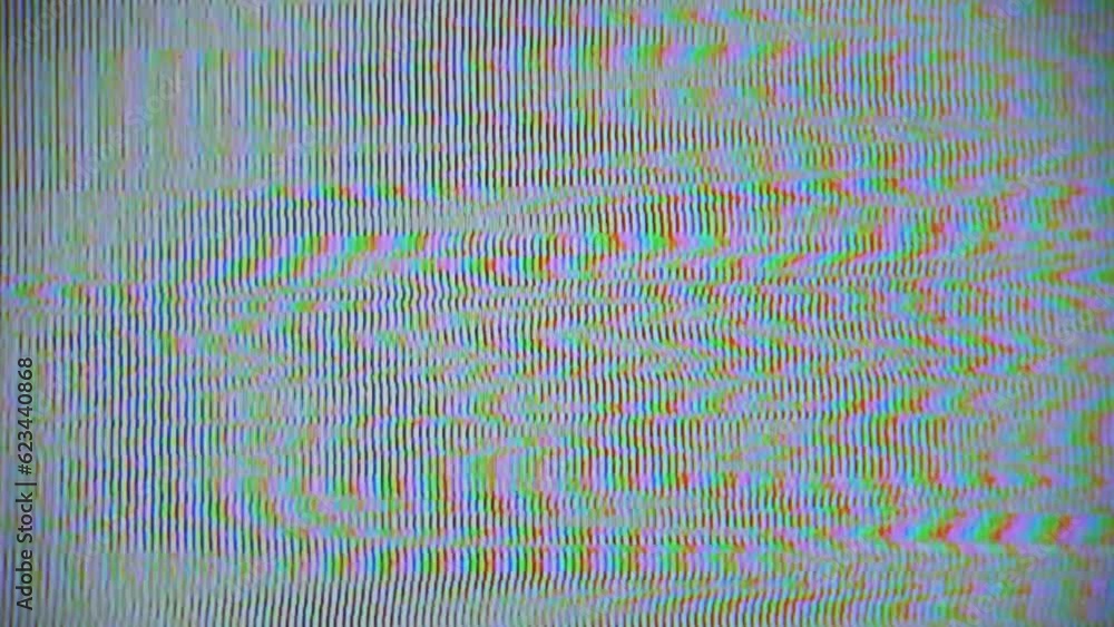 vivid static noise grain pattern, damaged VHS tape recorder, bad signal ...
