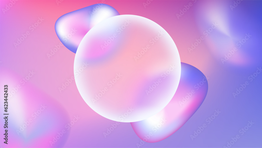 Glassmorphism Abstract Gradient Background With Glass Frame And Blob