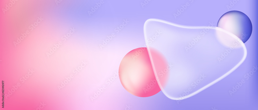 Glassmorphism gradient background with blob shape frame design. 3d pink ...