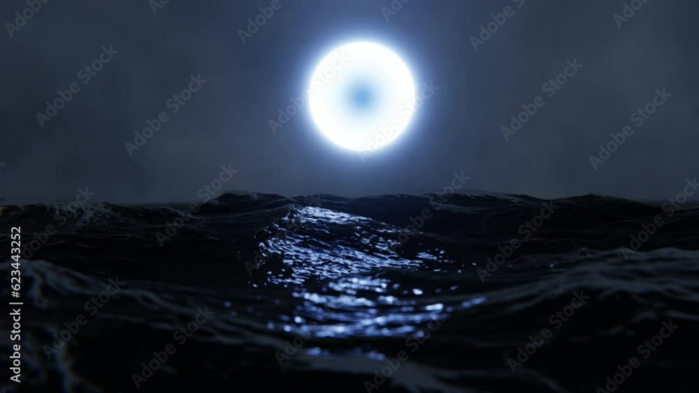 Video Stock 3D nature background. Abstract moon in the night sky ...