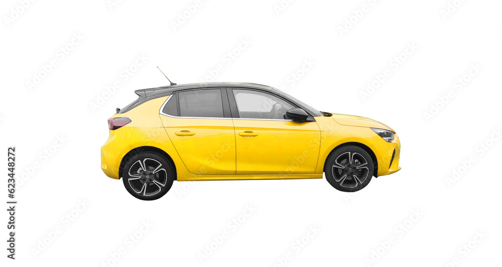 YELLOW OPEL CORSA SIDE VIEW ISOLATED ON WHITE, OPEL CORSA CAR PNG ...