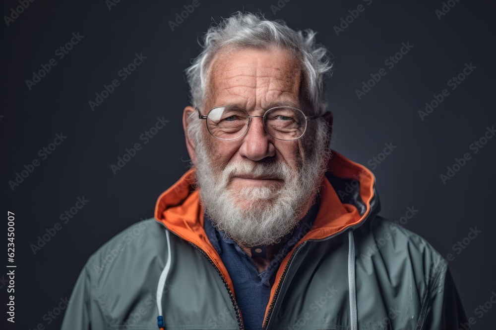 Photography in the style of pensive portraiture of a happy old man ...