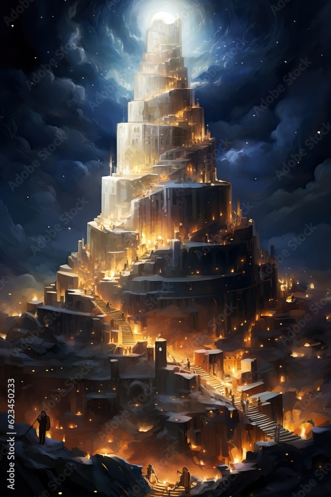 Illustration of the Tower of Babel built by Nimrod in the region of ...