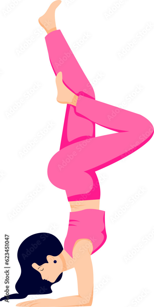 Sirsasana yoga asana pose illustration Stock Vector | Adobe Stock