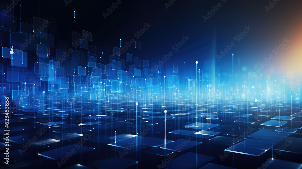 Blue information data concept map, rectangular abstract technology ...