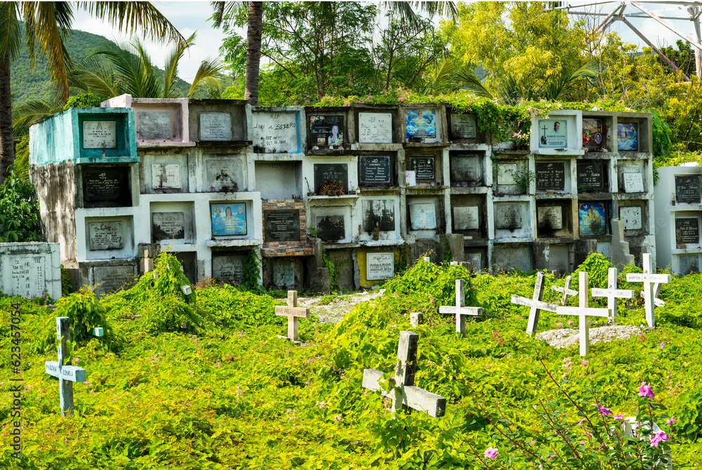 Oslob Public Cemetery,overgrown by tropical vegetation,surrounding ...