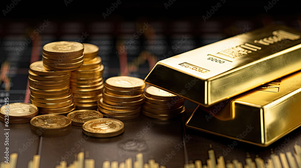 Gold price and rising chart. Business and finance concept. Gold market ...