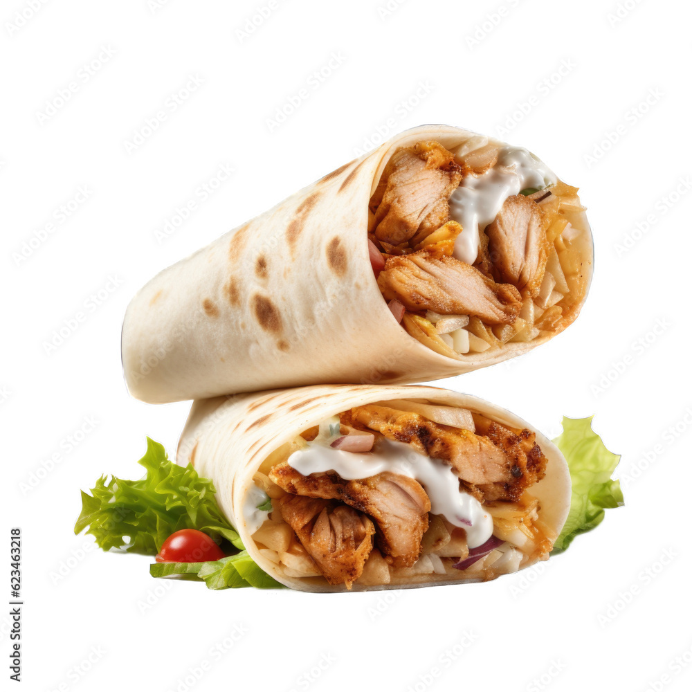 Chicken Shawarma Wrap isolated on transparent background. Generative AI ...