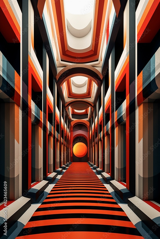 Geometric Art, Op Art,OP-style architectural structure with a ...