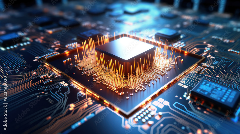 Advanced Technology Concept Visualization: Circuit Board CPU Processor ...