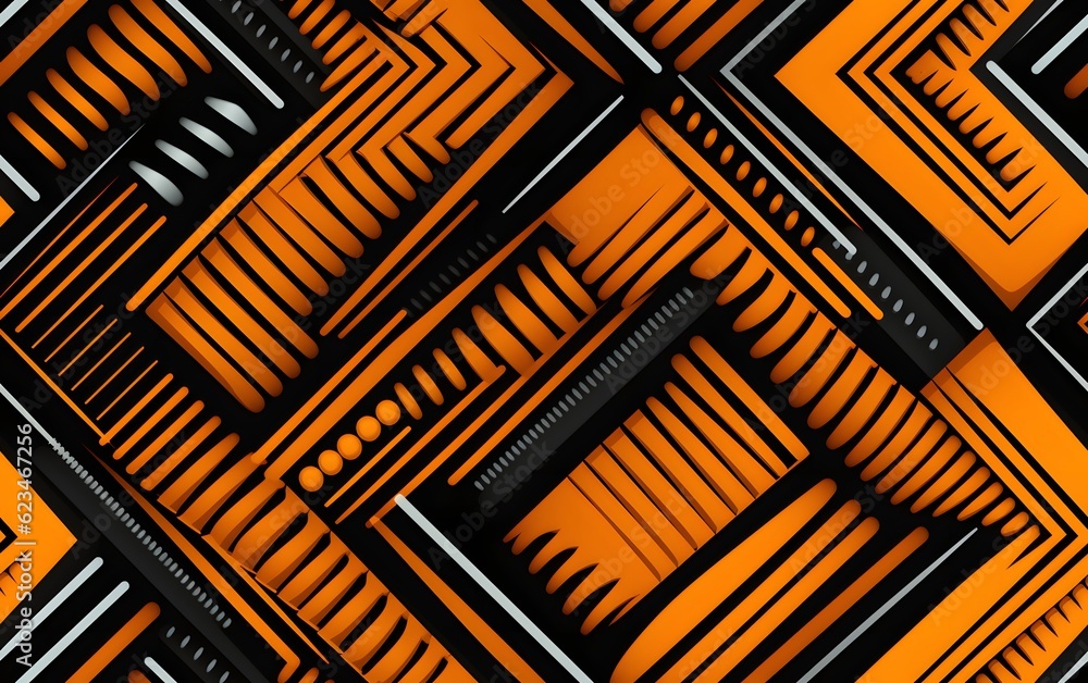 African Ivorian seamless pattern fabric with african symbols. Tribal ...