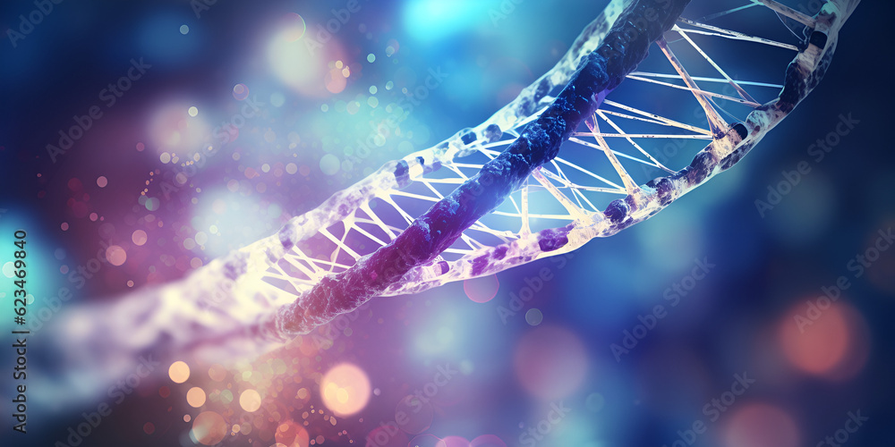 Foto de A close up of a DNA strand with Blue color, DNA molecules on ...