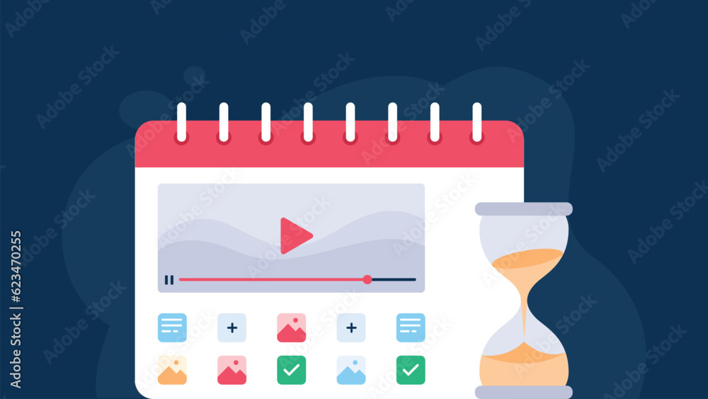 Time management set vector illustration. Cartoon tiny people schedule ...