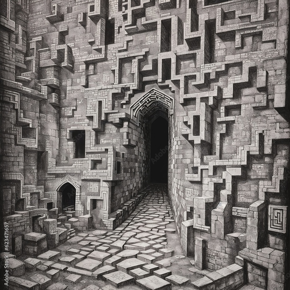 Sense of Confusion and Frustration: Intricate Maze-Like Labyrinth with ...