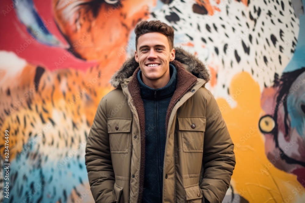 Casual fashion portrait photography of a glad boy in his 30s wearing a ...