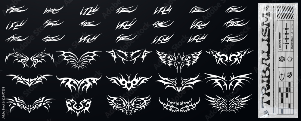 Poster Set of elements in the neotribal style, combining various ...