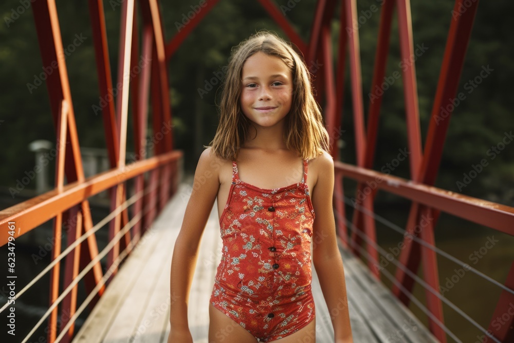 Lifestyle portrait photography of a happy kid female wearing a stylish ...