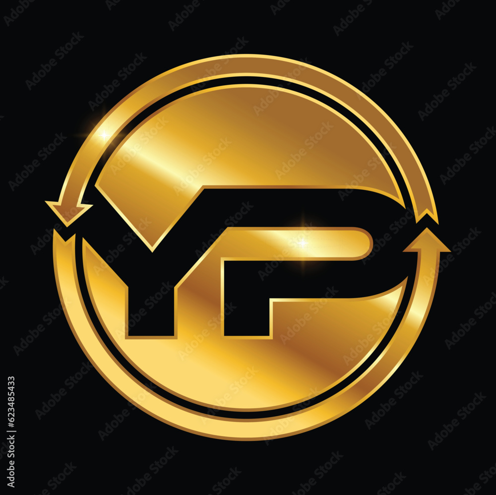 A vector Illustration of Golden Monogram Logo Initial Letter YP in ...