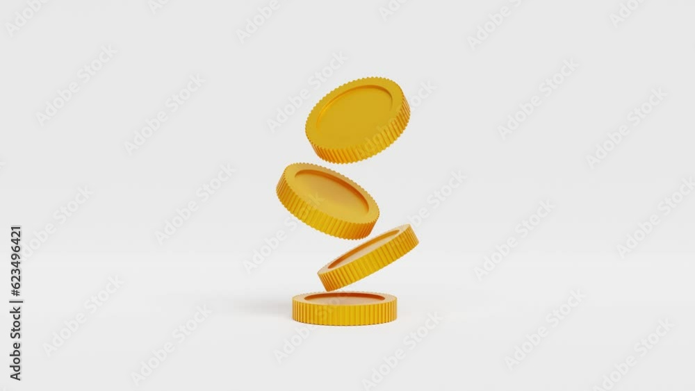 3D golden coins falling. Premium gold coins concept. Falling coins ...
