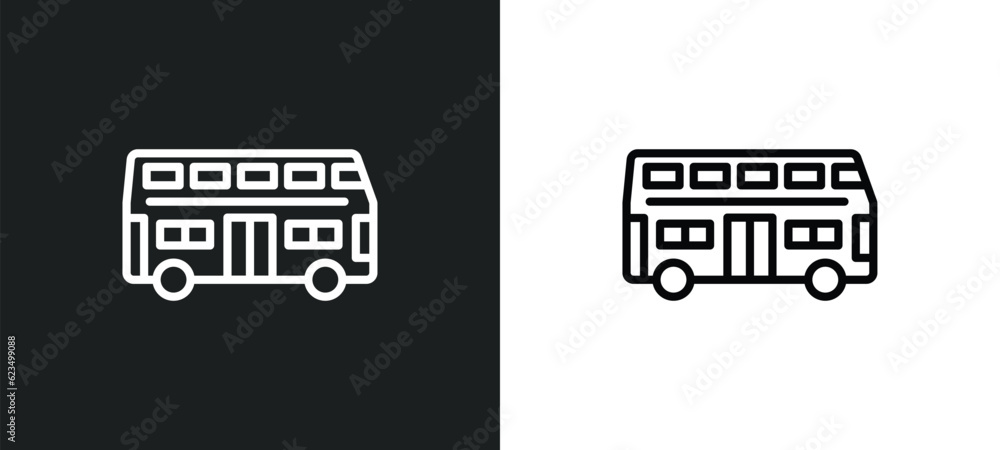 double decker bus icon isolated in white and black colors. double ...
