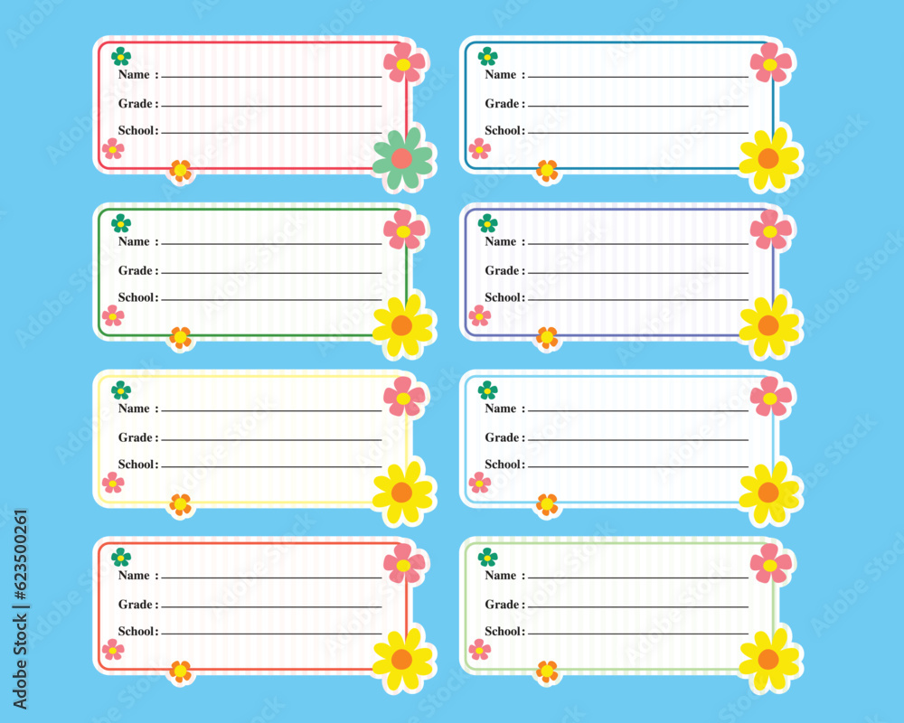 Name tags, name cards for kids, school name tags Stock Vector | Adobe Stock