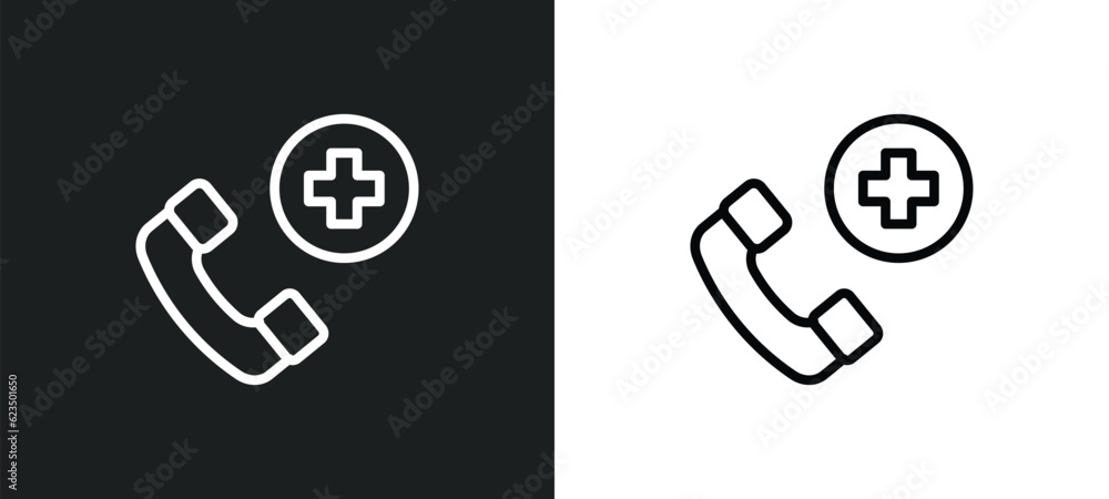 hospital phone icon isolated in white and black colors. hospital phone ...