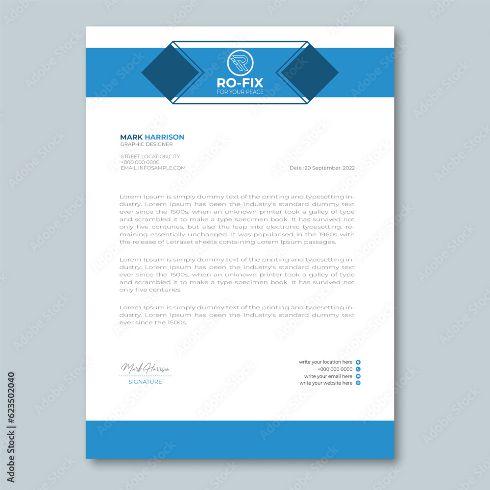 New letterhead design and template Stock Vector | Adobe Stock