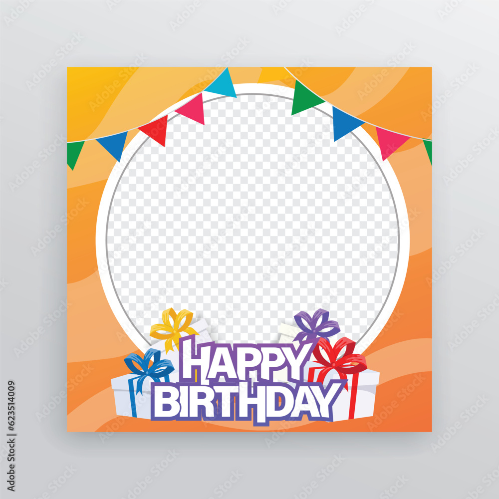 happy birthday photo frame design Stock Vector | Adobe Stock