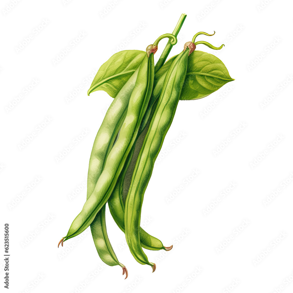 Watercolor string bean. Vegetable clipart illustration. Generative AI ...