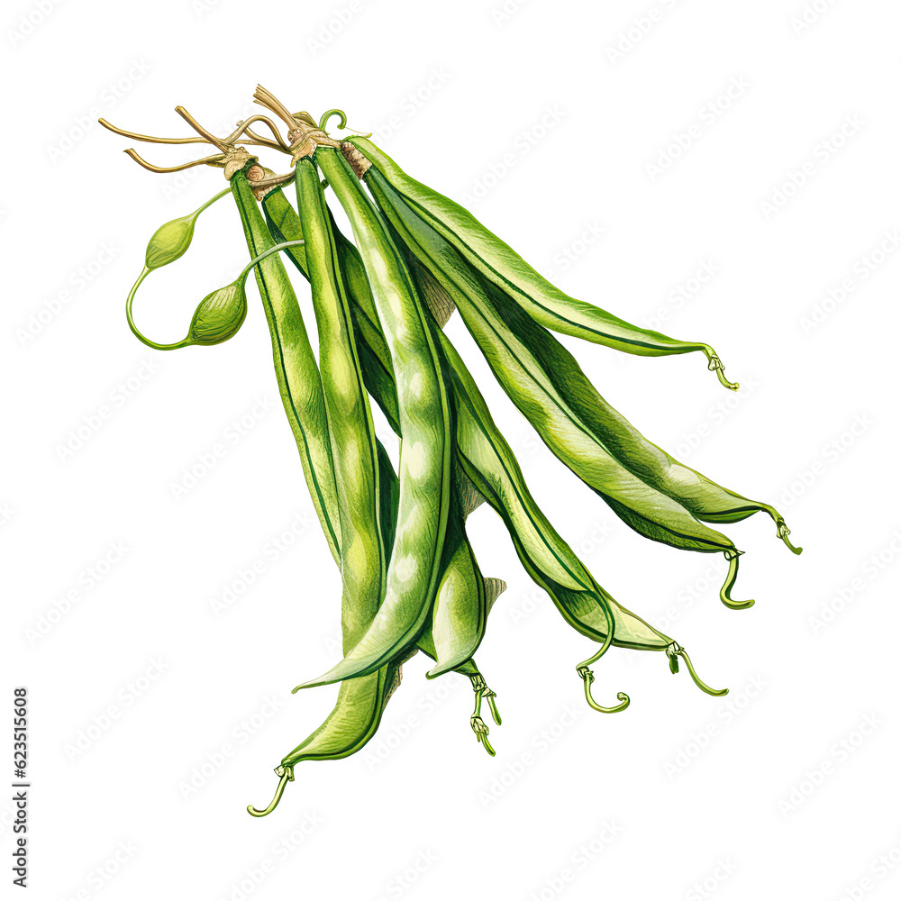 Watercolor string bean. Vegetable clipart illustration. Generative AI ...