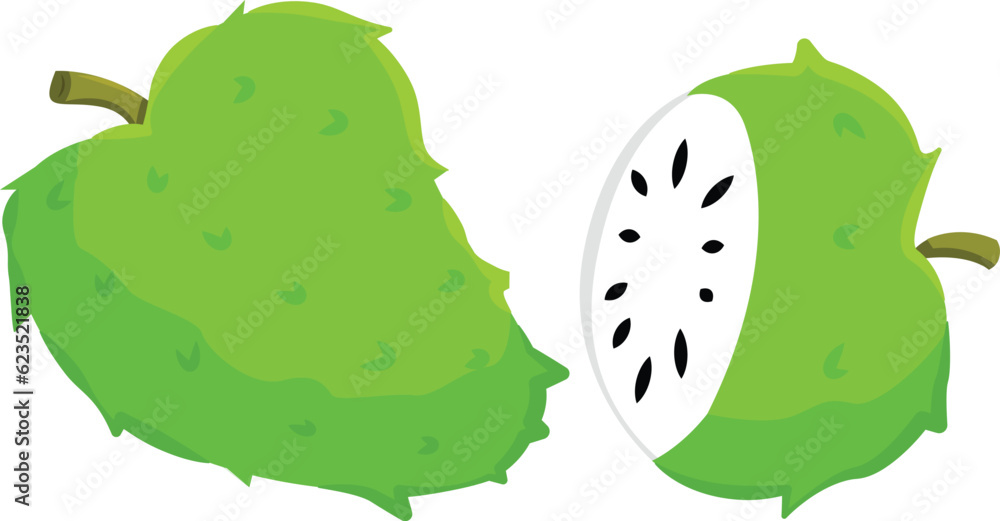 green soursop illustration, soursop cartoon, fruit concept design idea ...