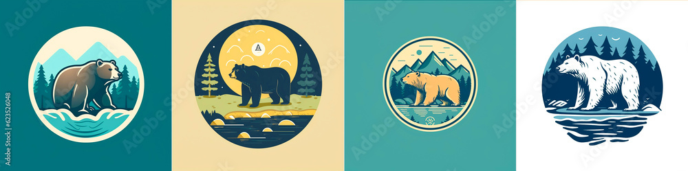 simple and clear logo for Bear Creek. Create a vector icon representing ...