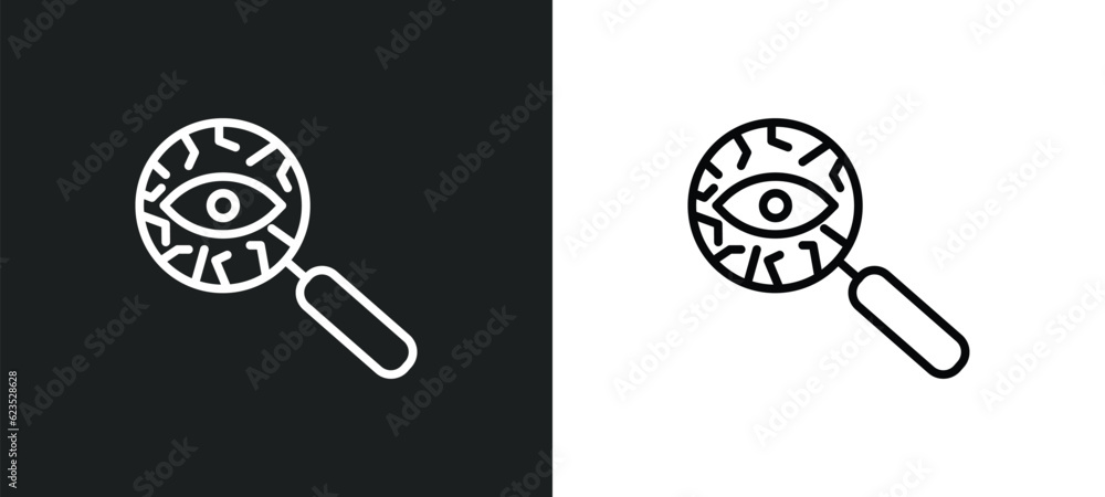 detection icon isolated in white and black colors. detection outline ...