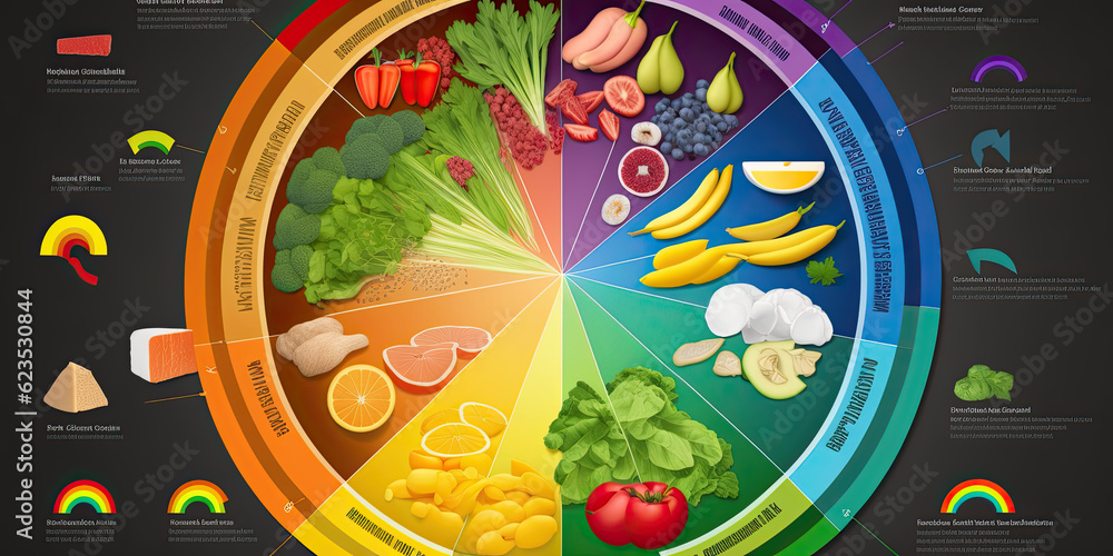 Vitamin food sources and functions rainbow wheel chart - Generative AI ...