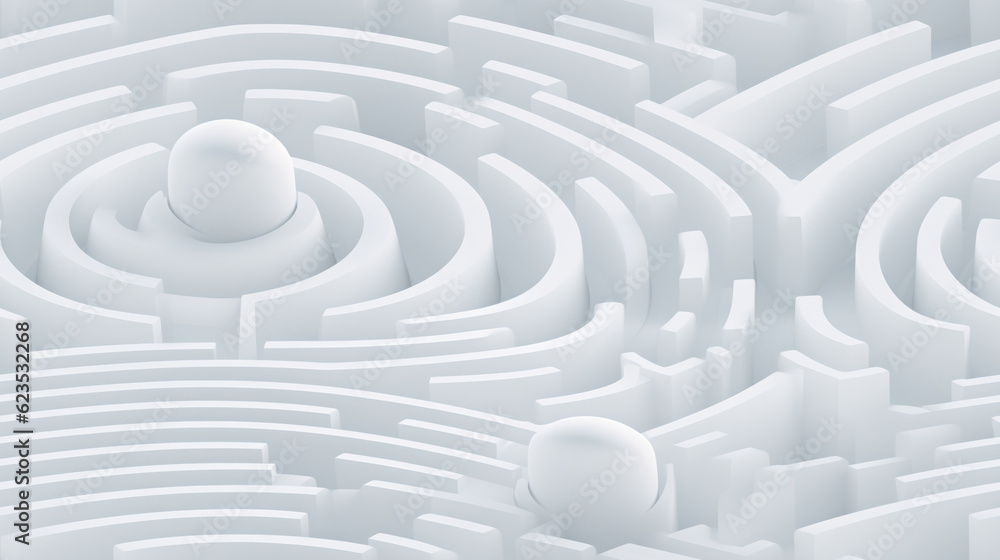 Seamless pattern background of 3d labyrinth in concentric circles with ...