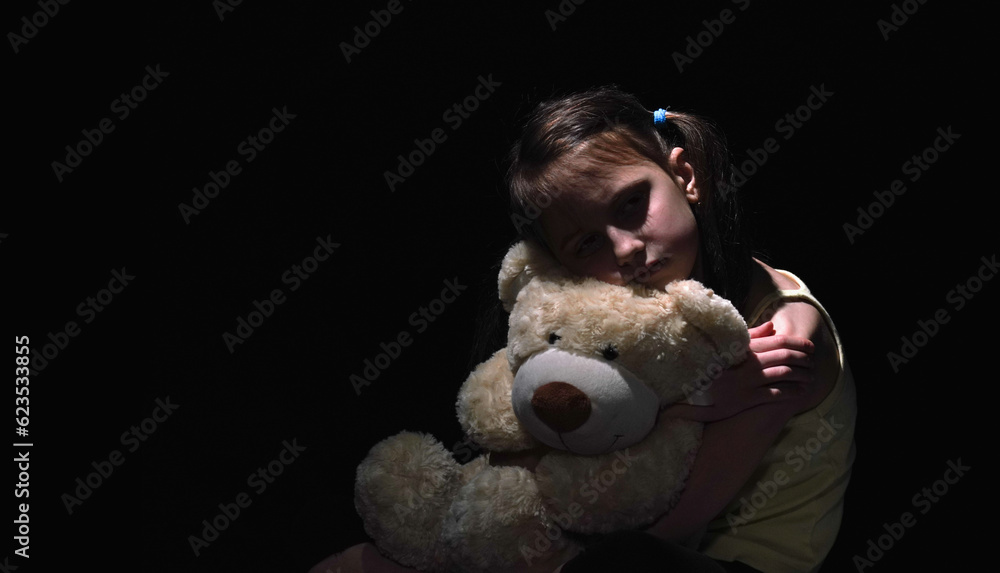 Lost childhood, emotional pain, depression and violence concept ...