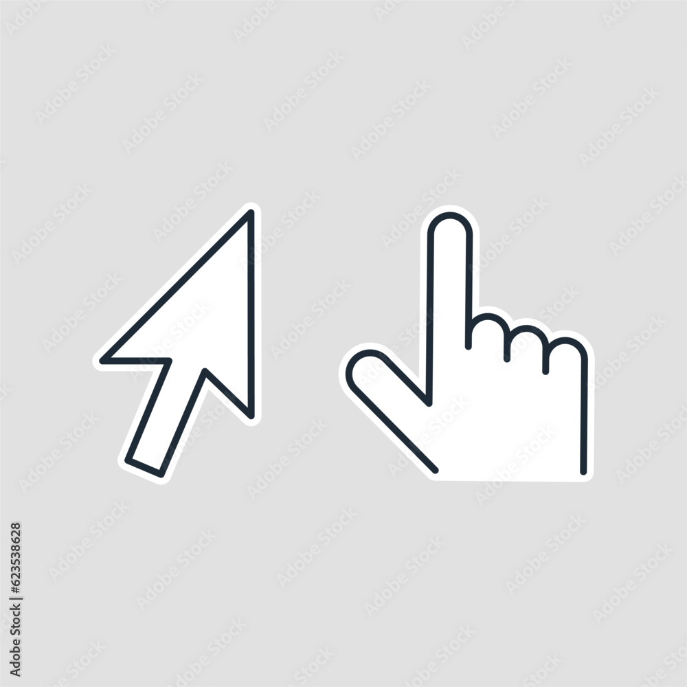 Сlick cursor for website.Vector linear icons isolated on homogeneous ...