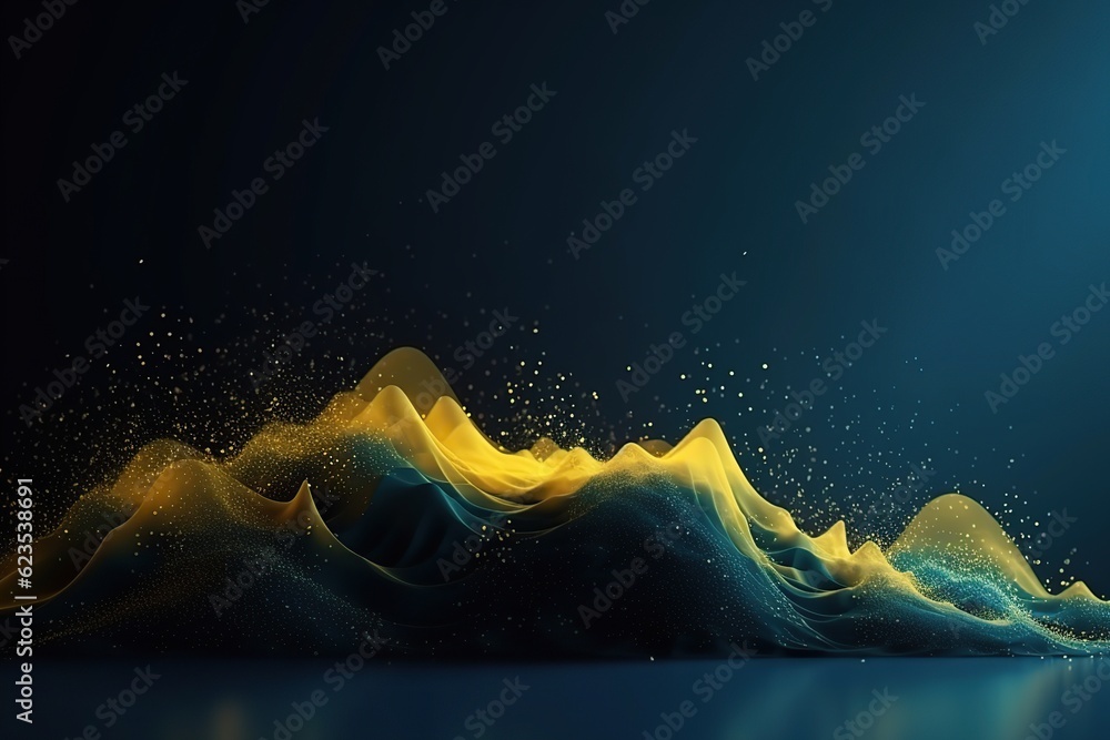 Network technology background futuristic tech blue and yellow wave ...