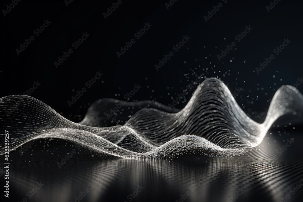 Network technology background futuristic tech silver wave background ...