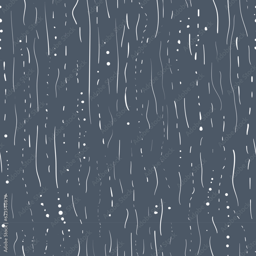 Moody repeat pattern of gentle white strokes and dots on gray blue ...