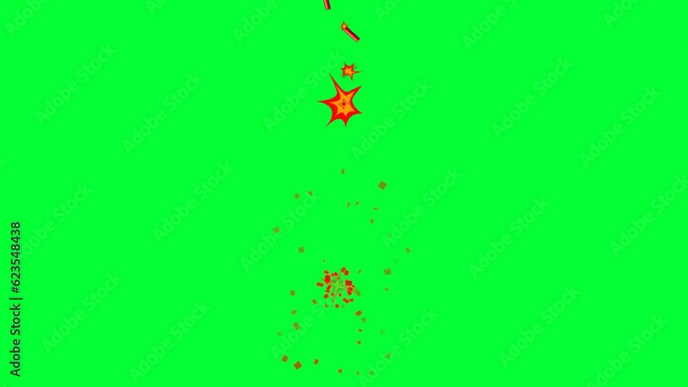 fire crackers bursting effect background and 2d animation, green screen ...