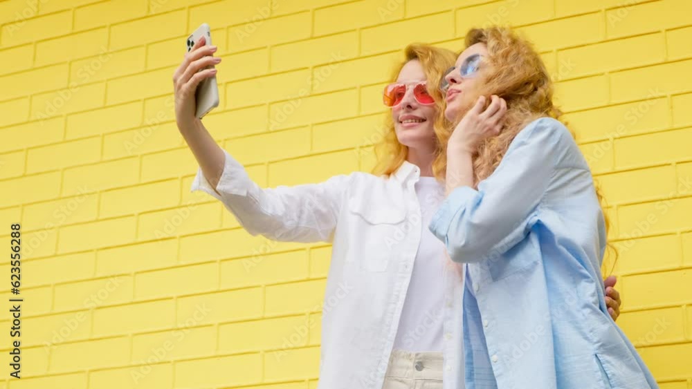 Vidéo Stock Selfie, friends, and woman posing with phone outside, peace ...