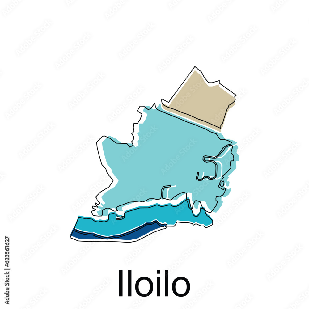 Vetor de Map of Iloilo colorful modern geometric vector design, World ...