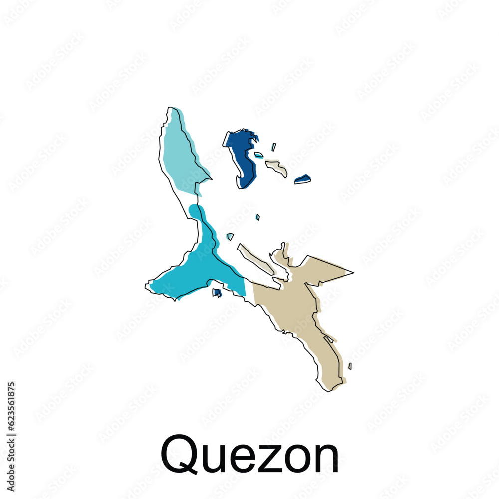 Map of Quezon geometric design, World Map International vector template ...