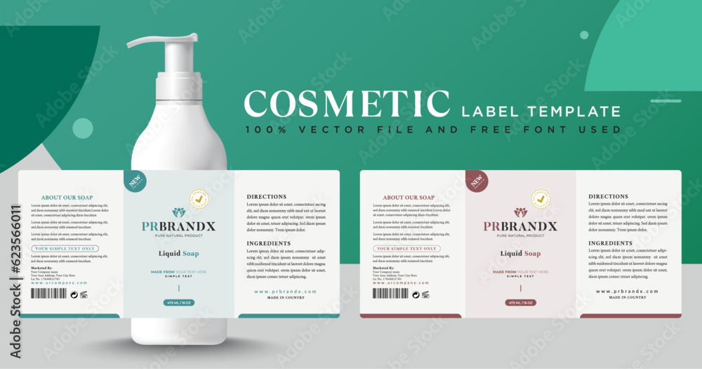 Cosmetic label sticker banner, liquid soap body oil, body Lotion ...