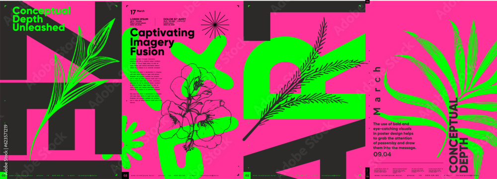 Typographic design and minimalistic background elements. A set of ...