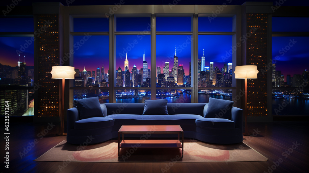 Poster Immersive TV studio stage, with led and spotlights lights and ...