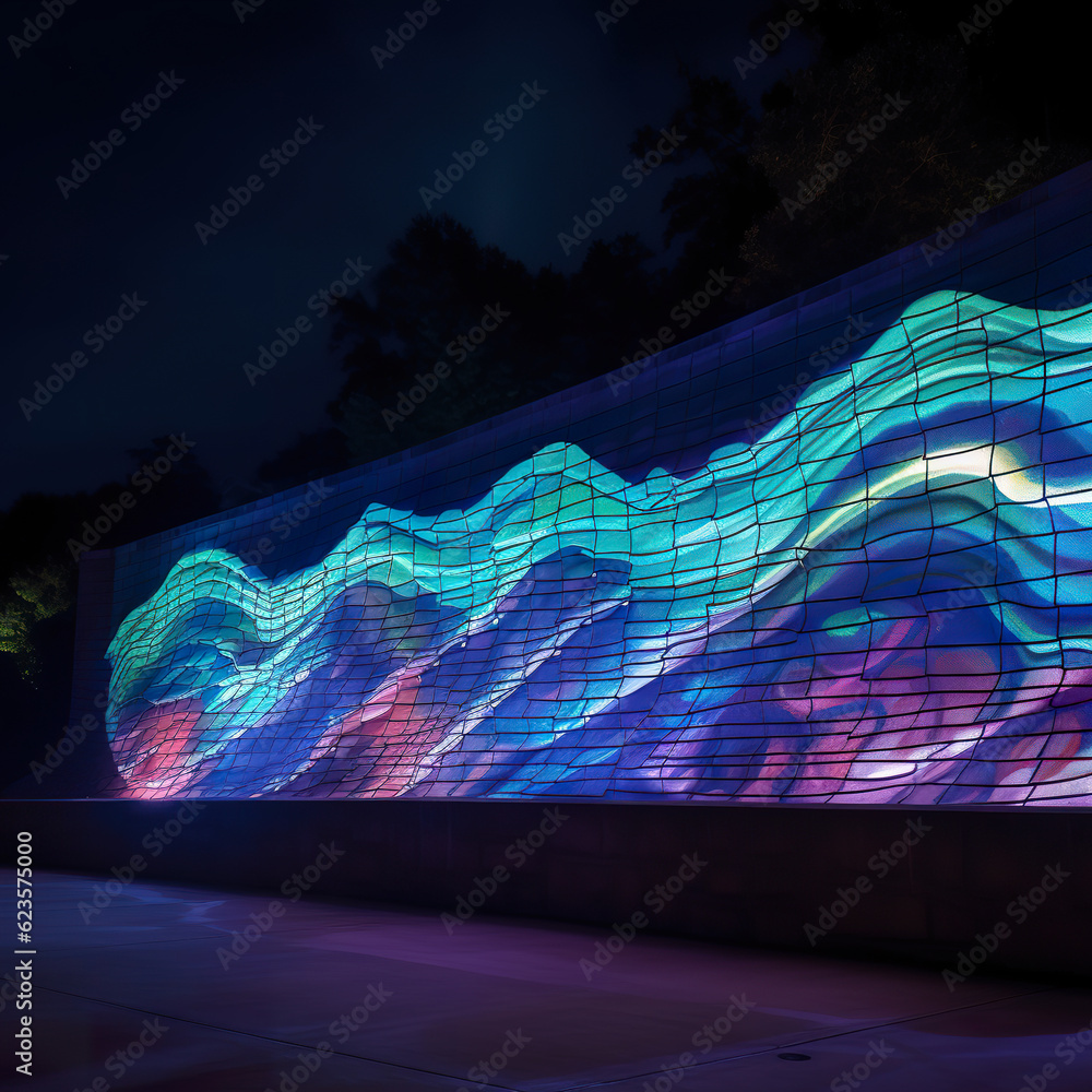 Abstract design illustration on retaining walls of an oceanic caustic ...