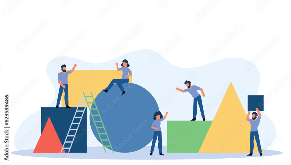 Organization partnership character create geometric puzzle man and ...